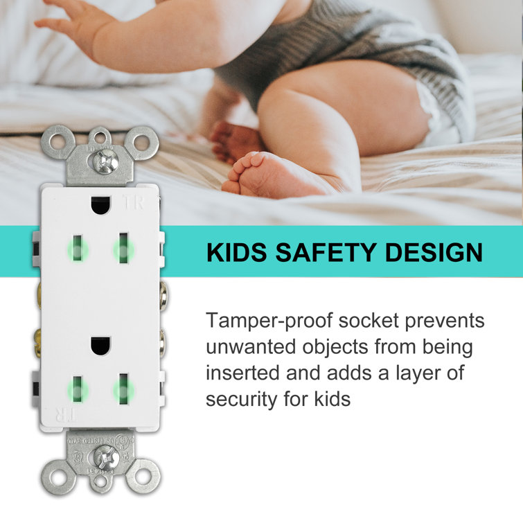 UCOMEN Decorator Receptacle, Tamper-Resistant Duplex Outlet, Standard Electrical Wall Outlet ...